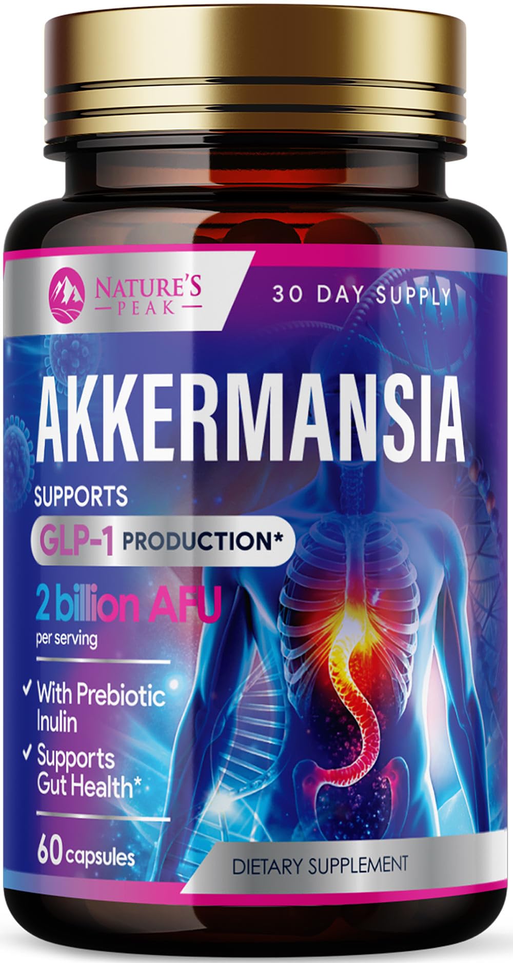Akkermansia Probiotic Supplement - 2 Billion AFU GLP-1 with Prebiotic ...