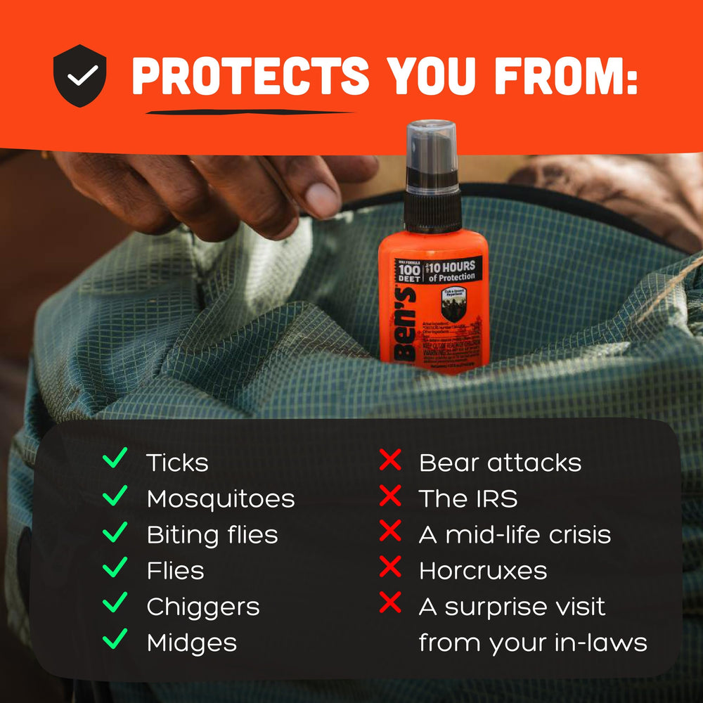 Ben's 100 Tick & Insect Repellent - Alcohol-Free DEET, 10 Hours ...