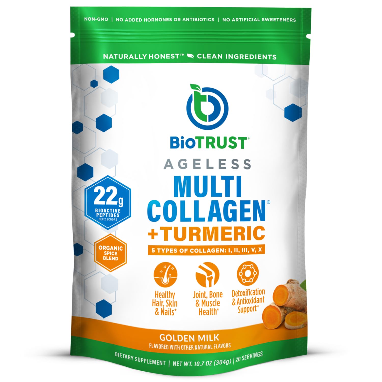 BioTrust Collagen Powder with Turmeric – 5 Types (I, II, III, V, X) Go ...