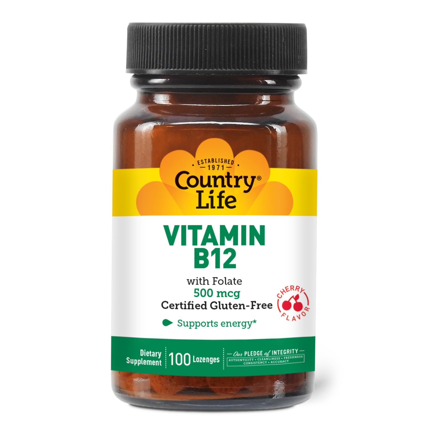 Country Life Vitamin B12 with Folate 500mcg – Energy & Red Blood Cell ...