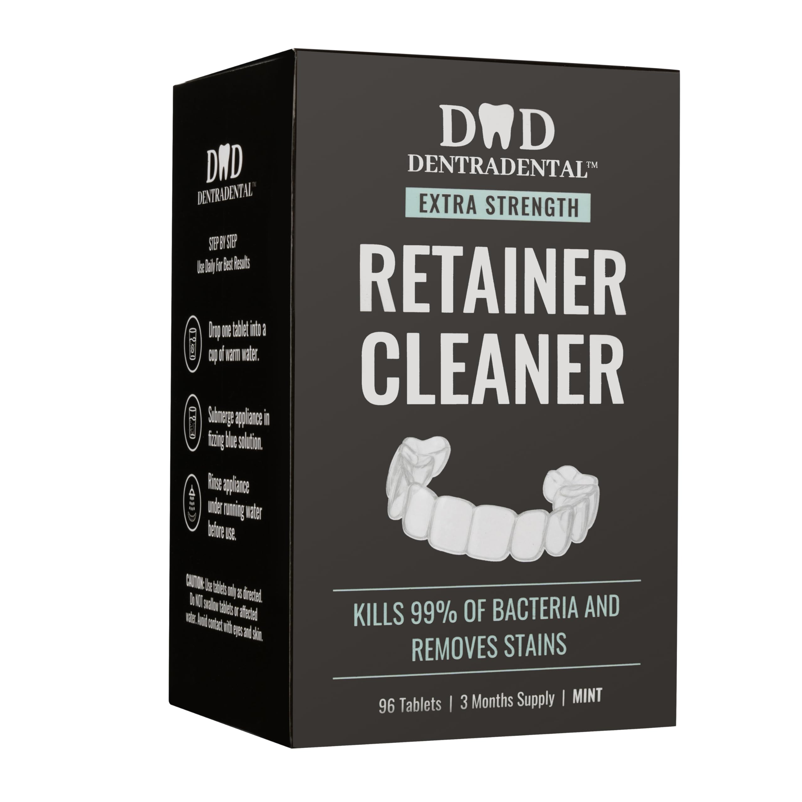 DENTRA DENTAL 96 Count Retainer & Aligner Cleaner Tablets – Mint, 3-Mo ...