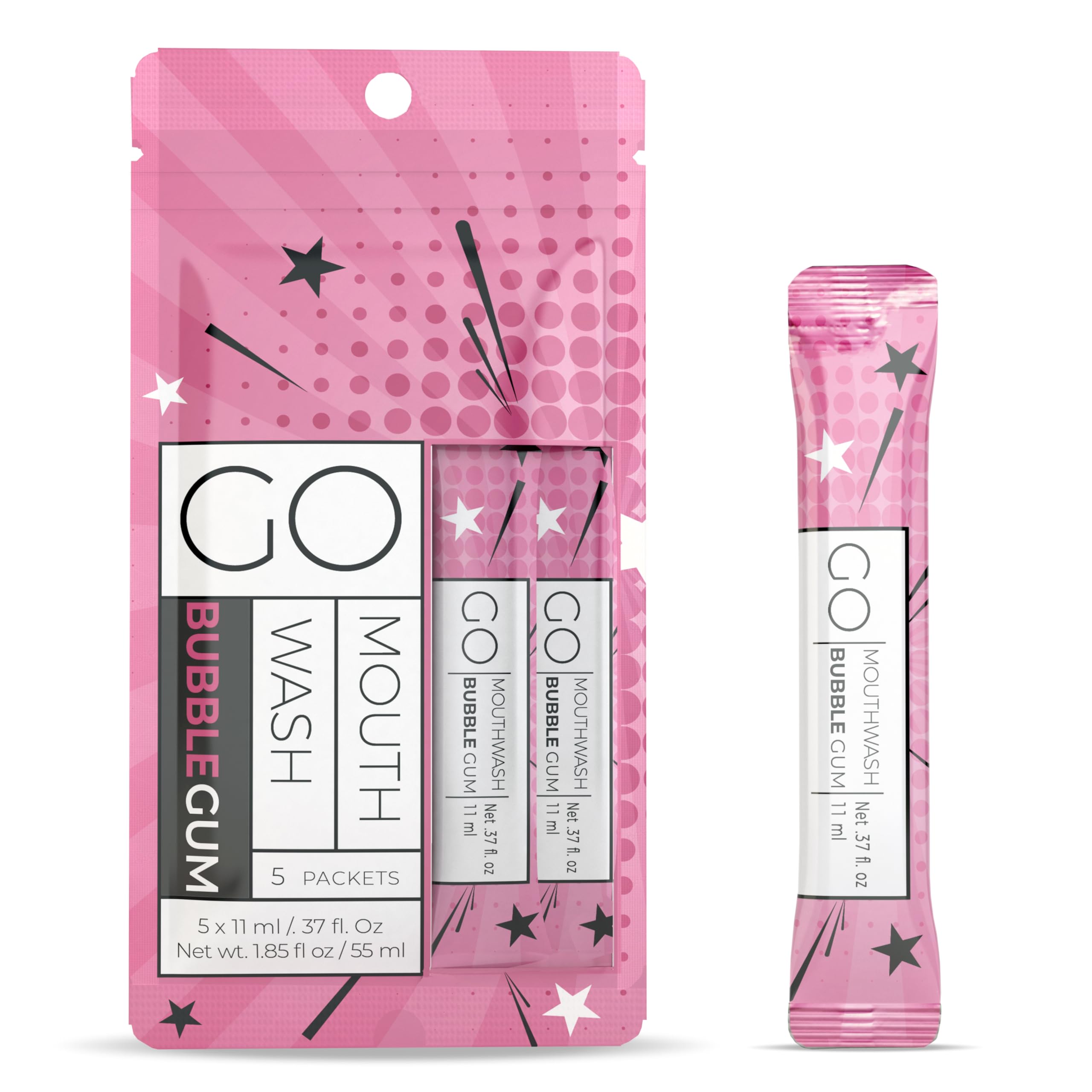 Go Mouthwash Packets Bubblegum - Fluoride Free, Alcohol Free, Dye Free ...