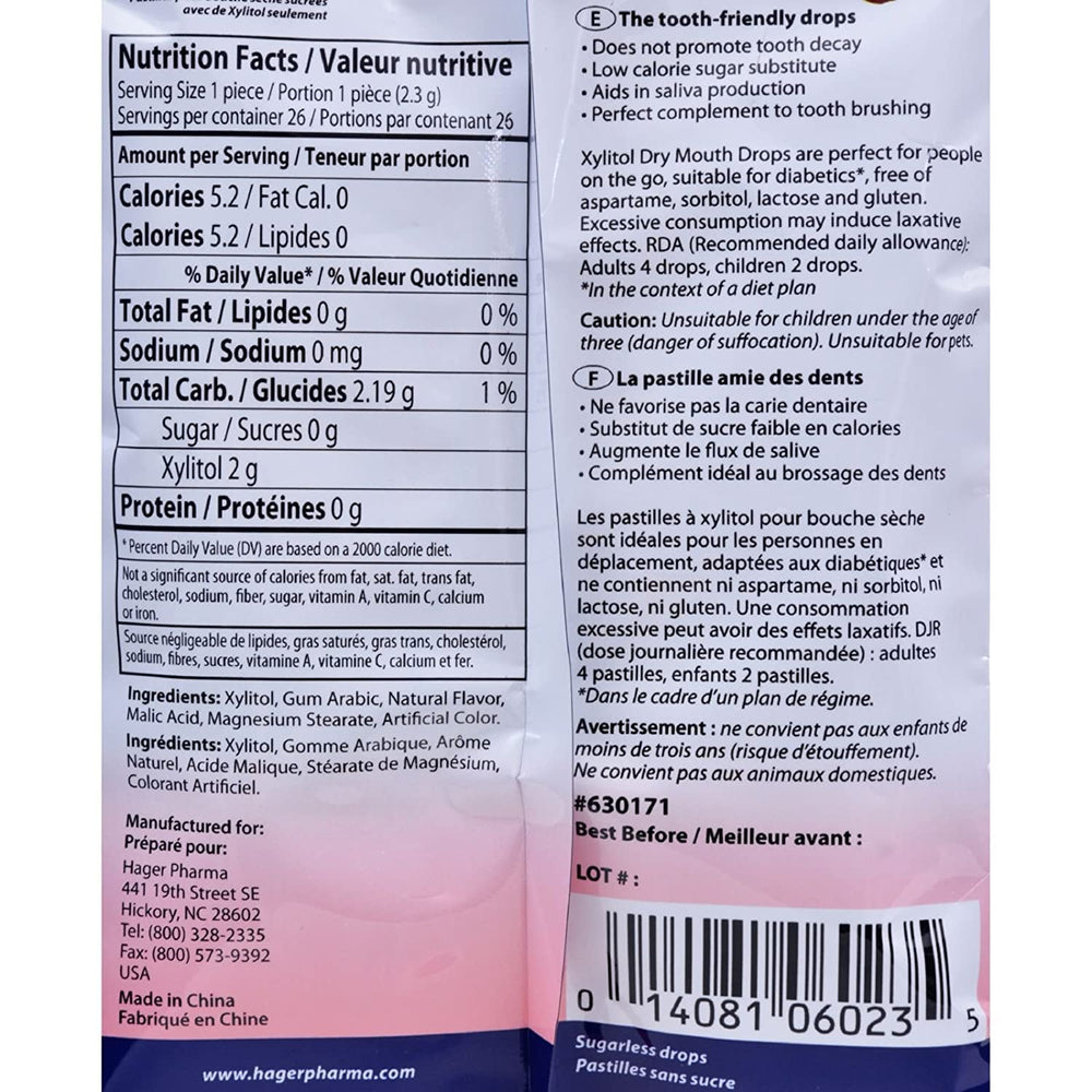 Hager Pharma Dry Mouth Drops with Xylitol, Cherry 2 oz (Pack of 3 ...