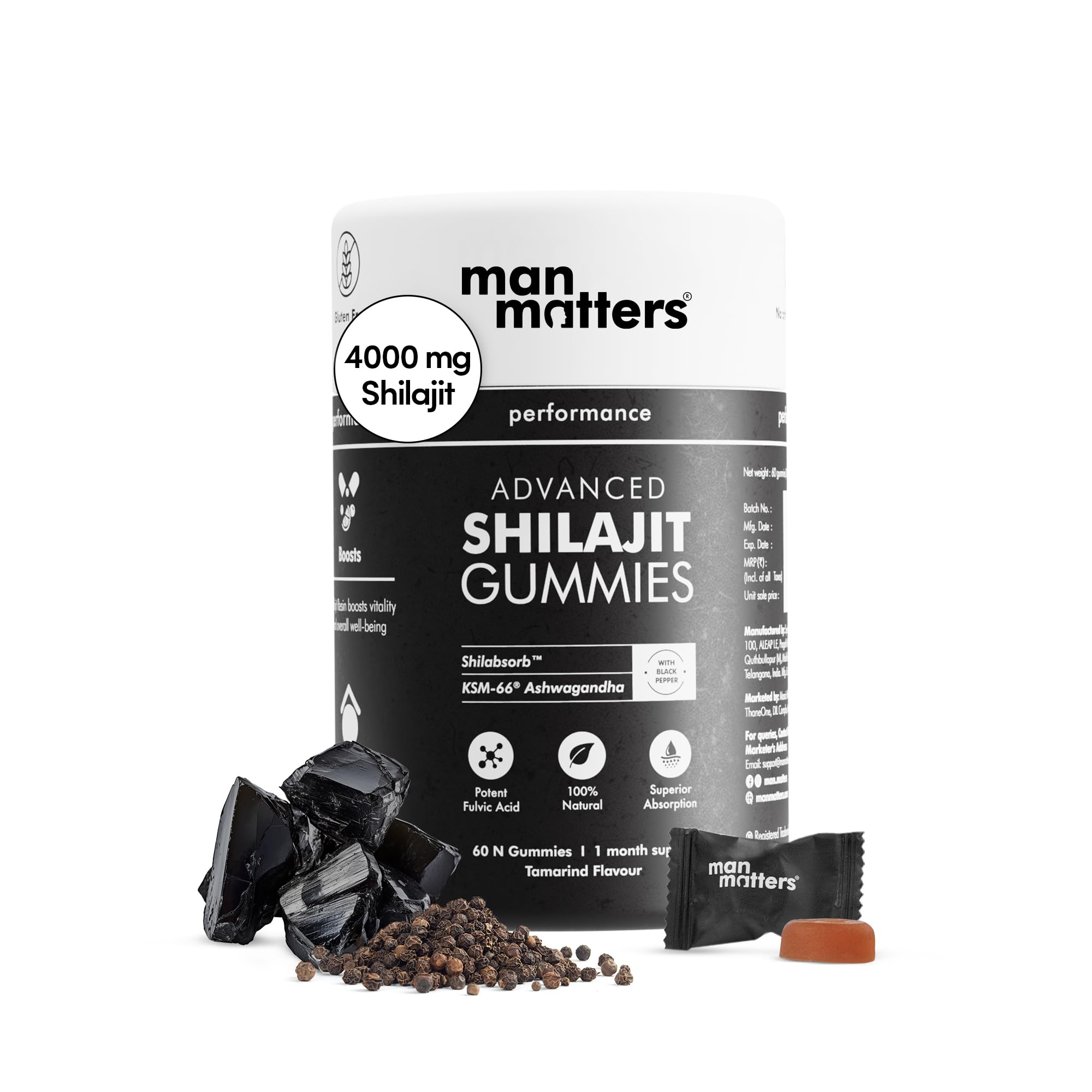 Man Matters 4000 mg Shilajit Gummies – Lab-Tested, Sugar-Free, Vegan ...