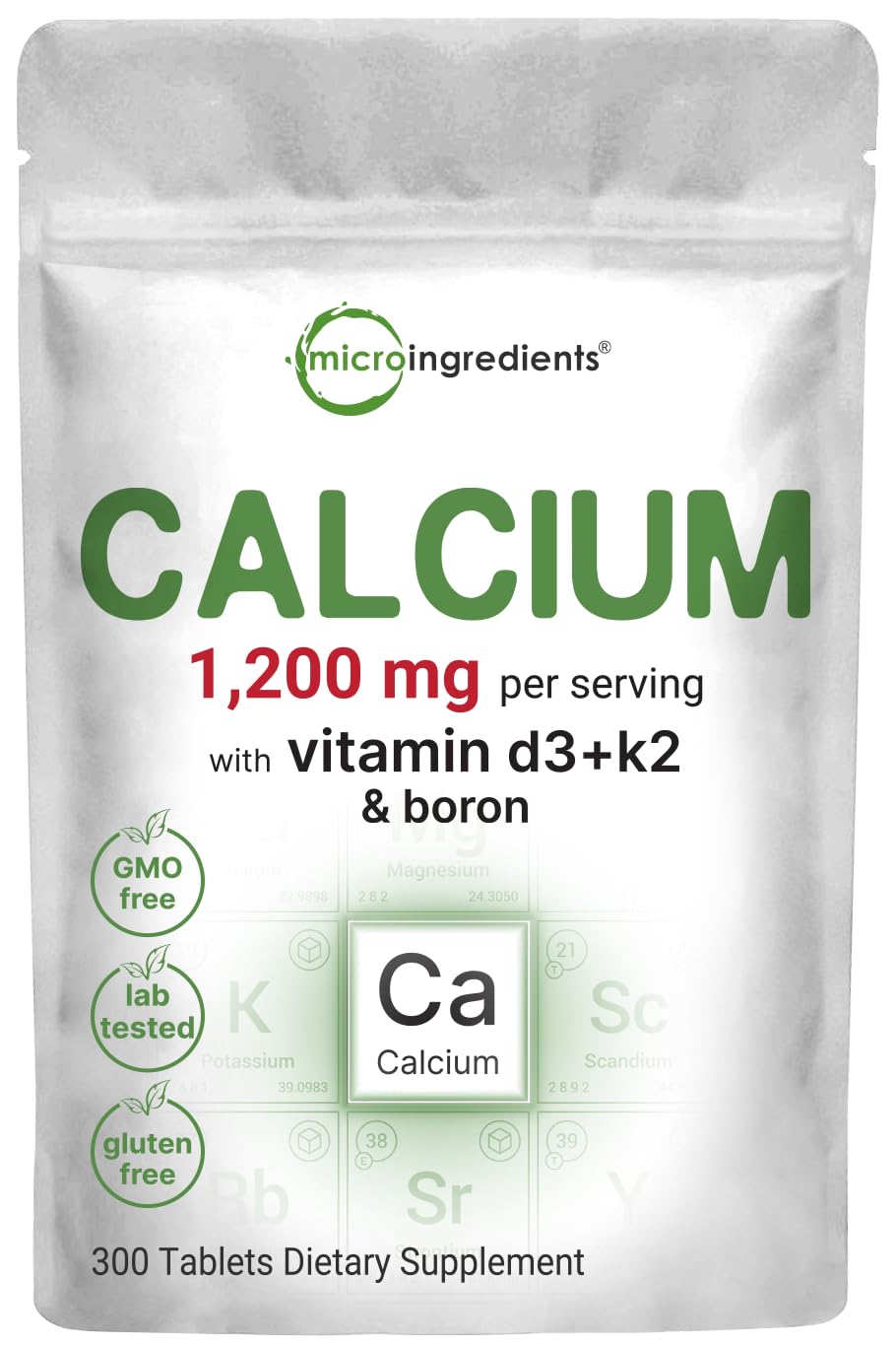 Micro Ingredients Calcium 1,200mg with D3 & K2 - 300 Tablets – British ...