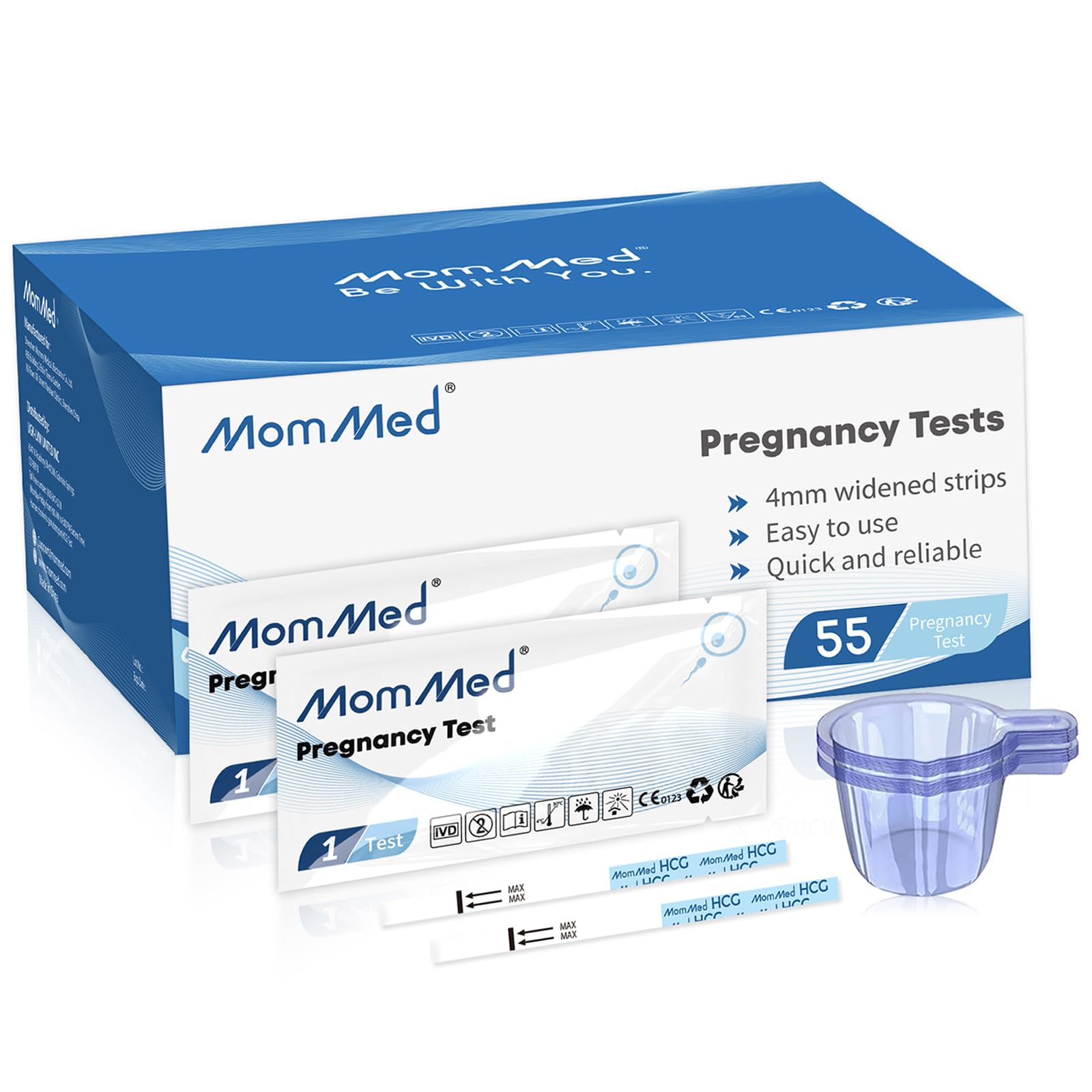 MomMed Pregnancy Test Strips – 55 HCG Tests, 99%+ Accurate, Free Urine ...