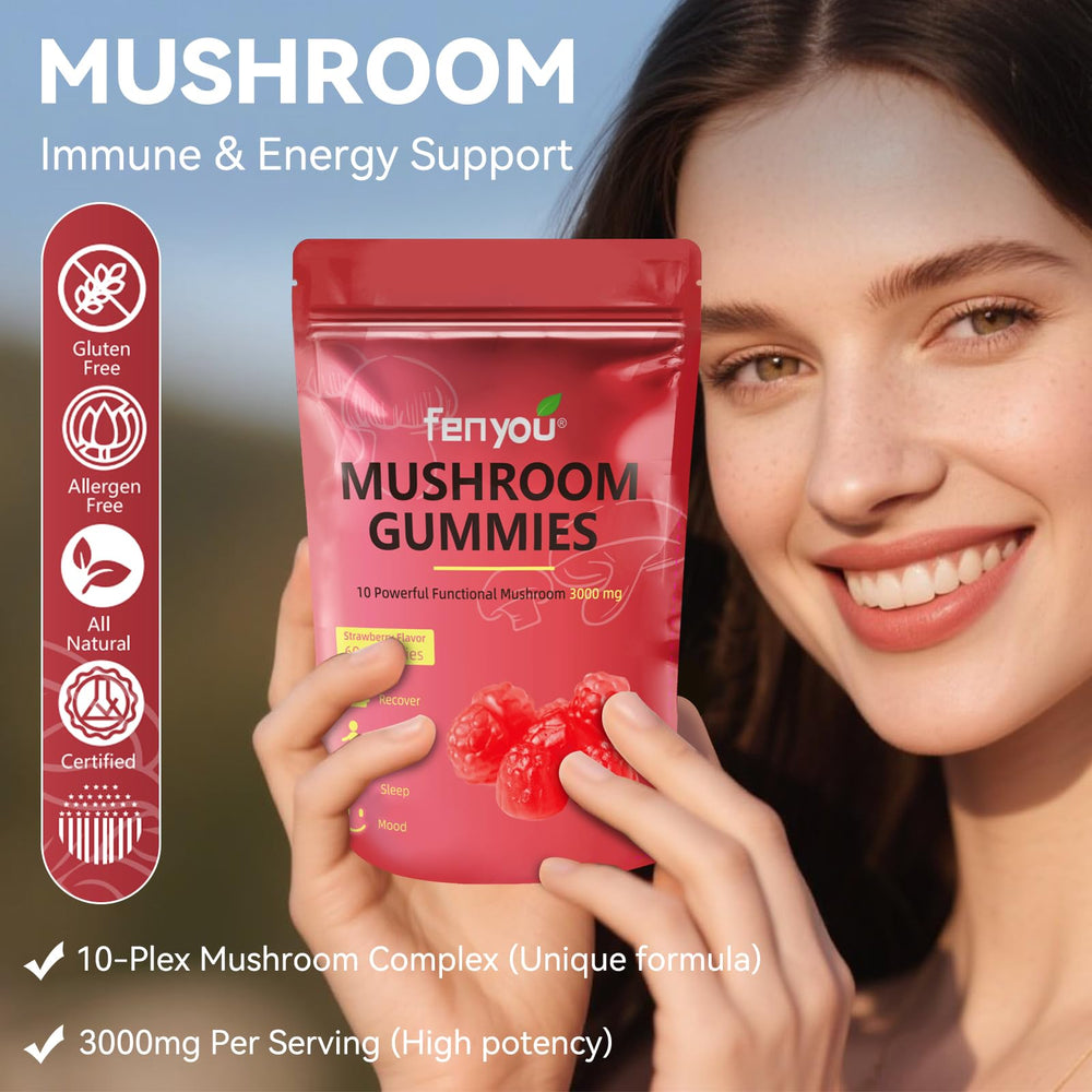 Mushroom Gummies – Lions Mane, Reishi, Chaga & Maitake for Immune Supp ...