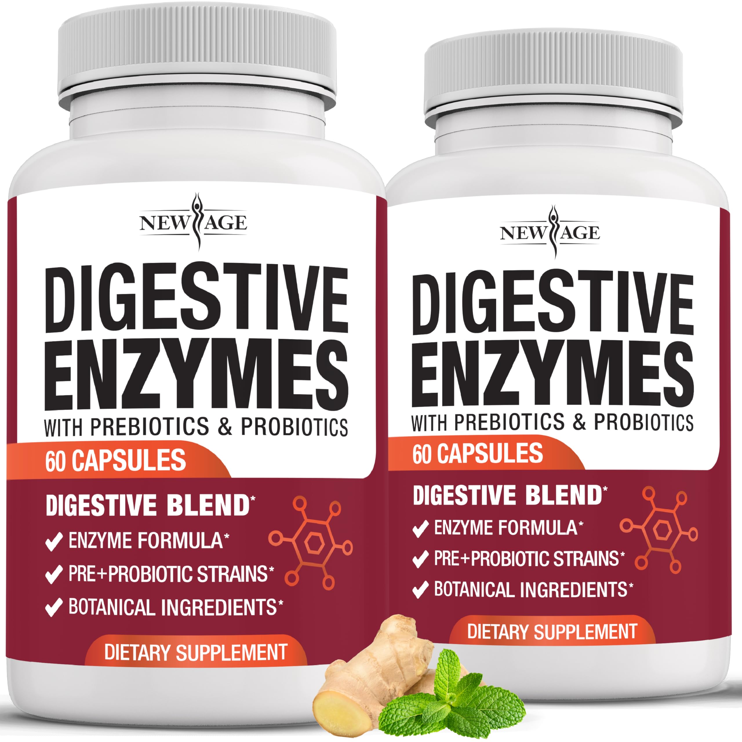 New Age Digestive Enzymes for Gut Health – Probiotic + Lipase Blend ...
