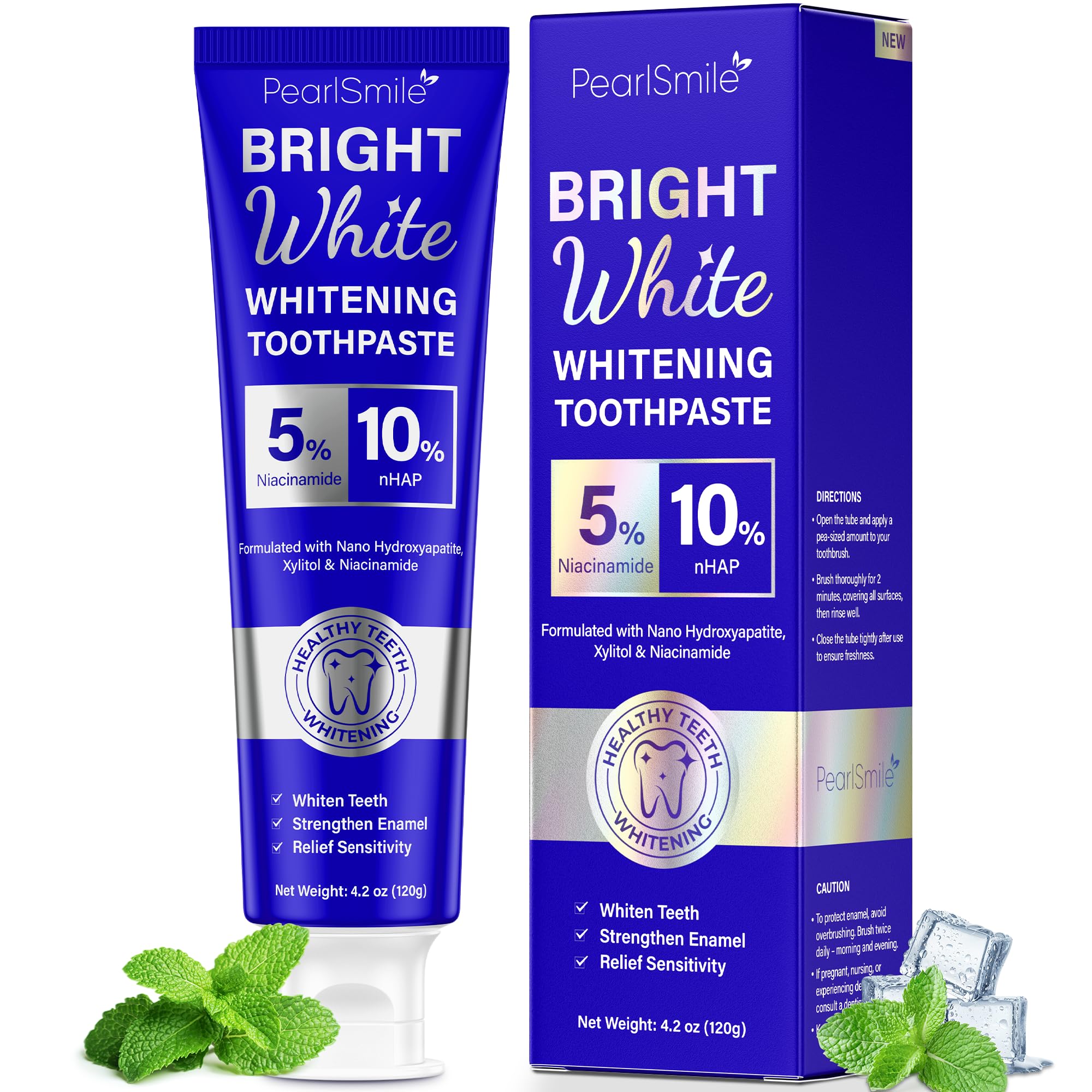 PearlSmile Niacinamide Hydroxyapatite Toothpaste – 10% nHAp, 5% Niacin ...