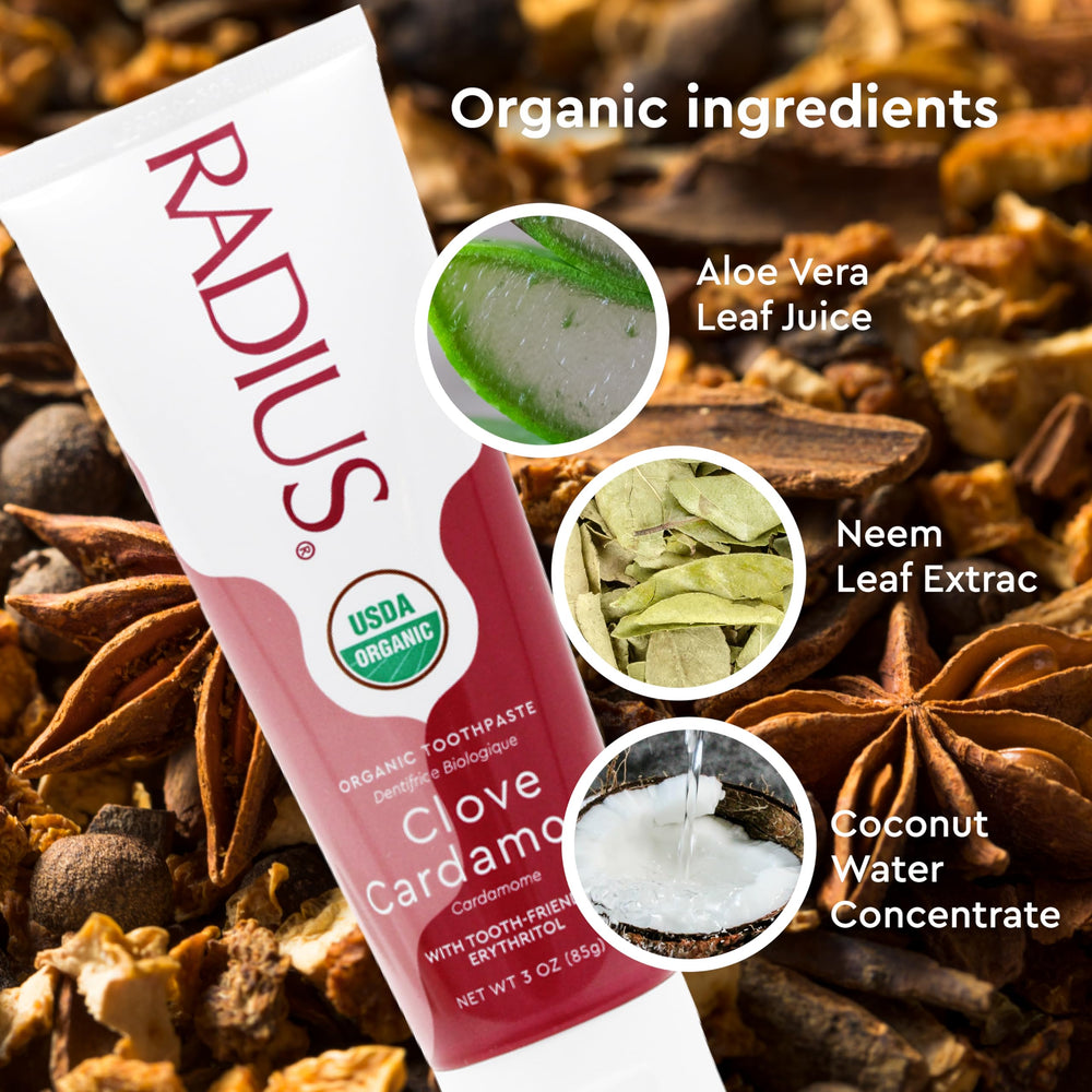 RADIUS Toothpaste Clove Cardamom – 3 oz, USDA Organic, Non-Toxic, Glut ...