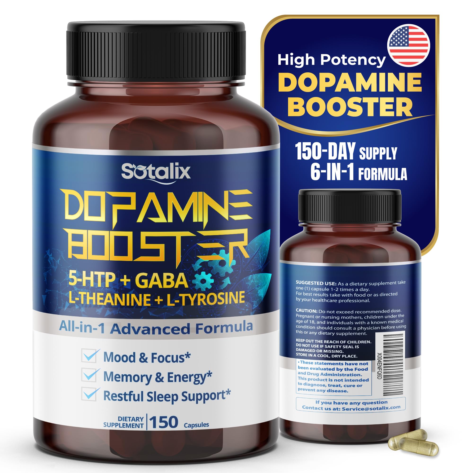 5-HTP + GABA with L-Theanine & L-Tyrosine – Mood, Focus & Sleep (USA M ...