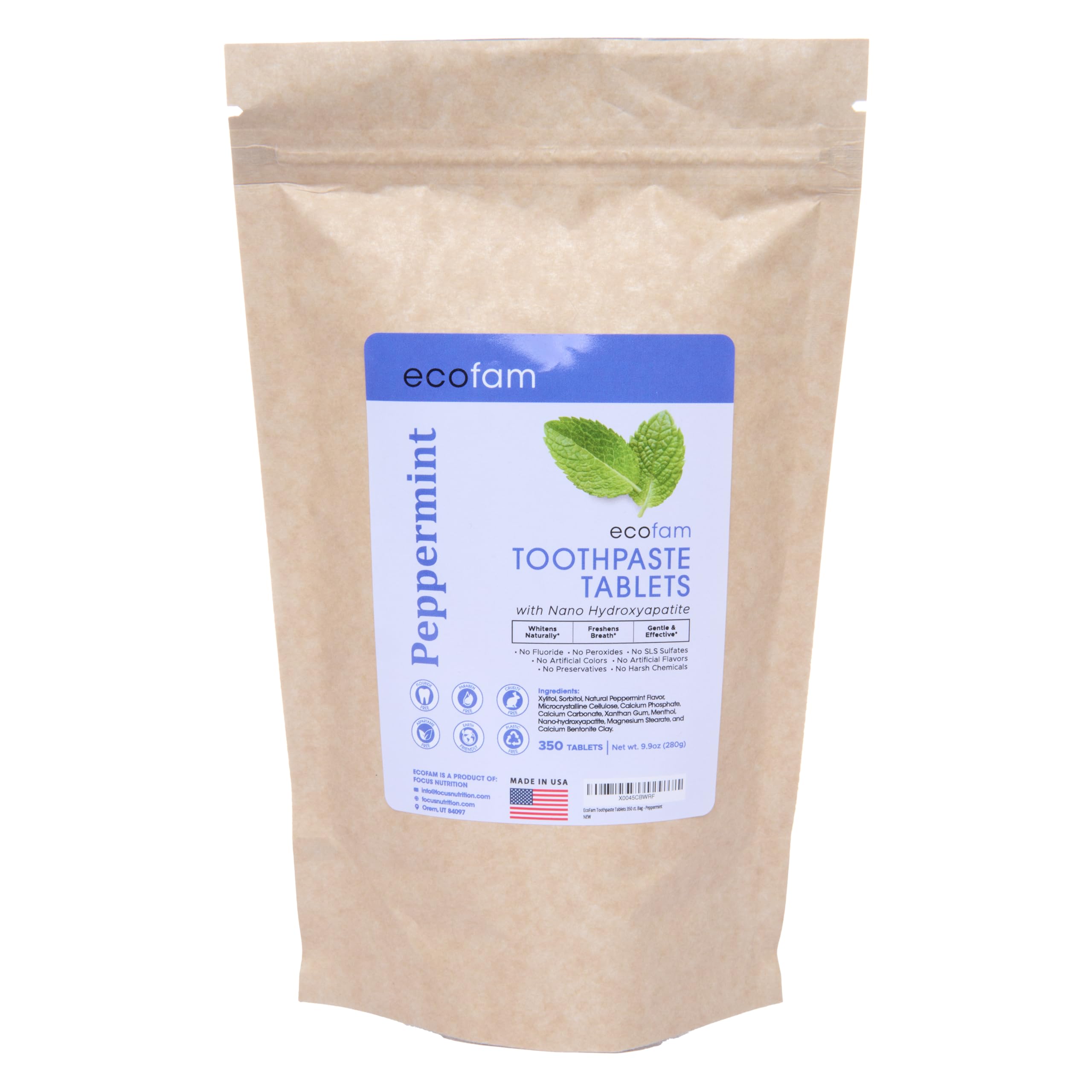 Toothpaste Tablets – Peppermint | Nano Hydroxyapatite Chewable | Fluor ...